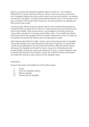 TL Tutorial 3 - Answers - TUTORIAL 3 QUESTION 1 Nanu is a law student ...