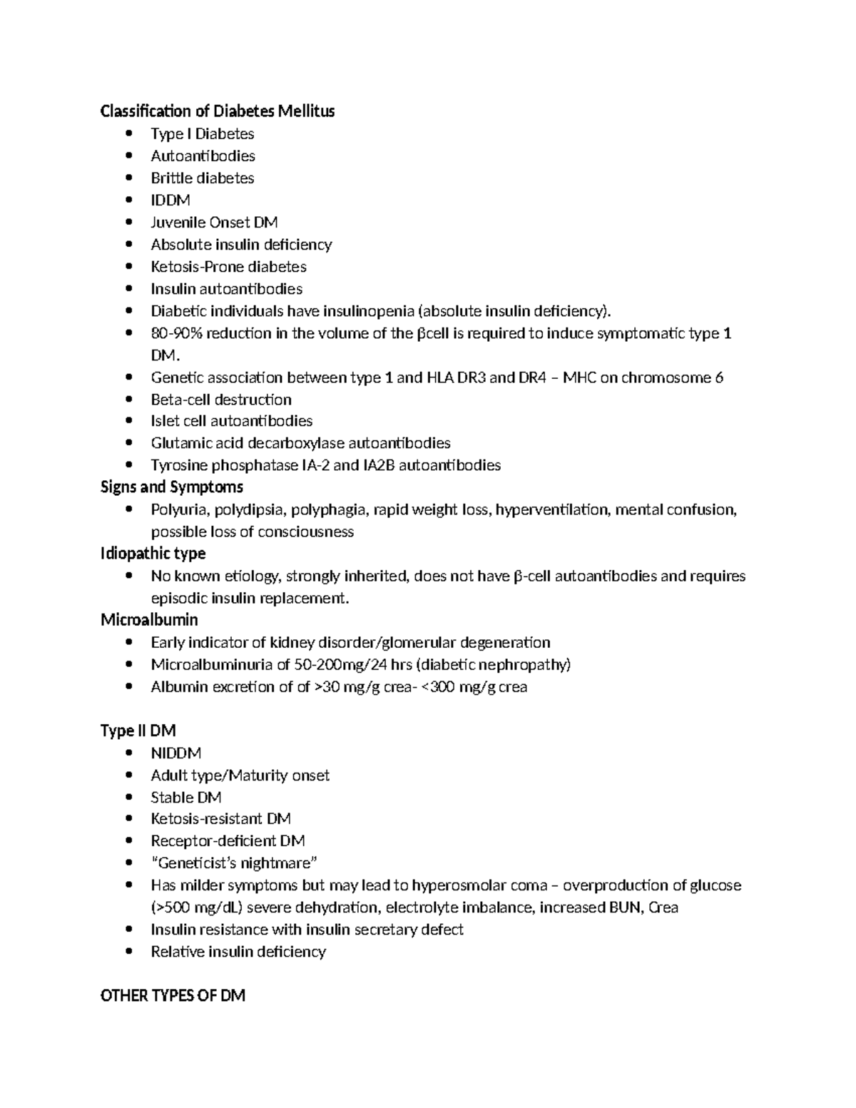 Classification of Diabetes Mellitus - Clinical Chemistry 1 (Midterms ...