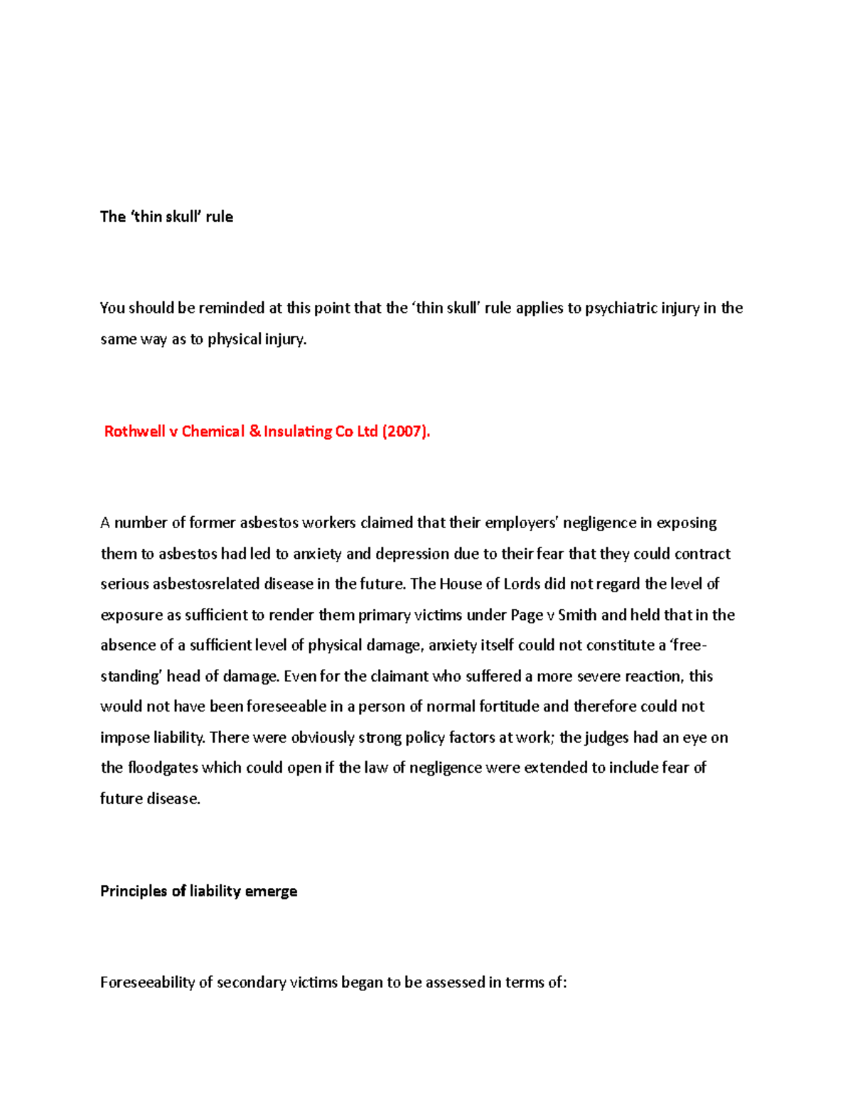 The ‘thin skull’ rule - This document provides : The ‘thin skull’ rule ...