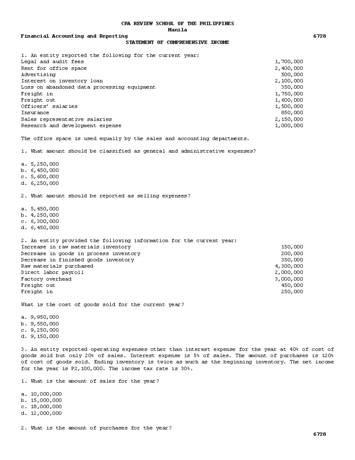 6728 Statement-of-Comprehensive-Income - CPA REVIEW SCHOOL OF THE ...