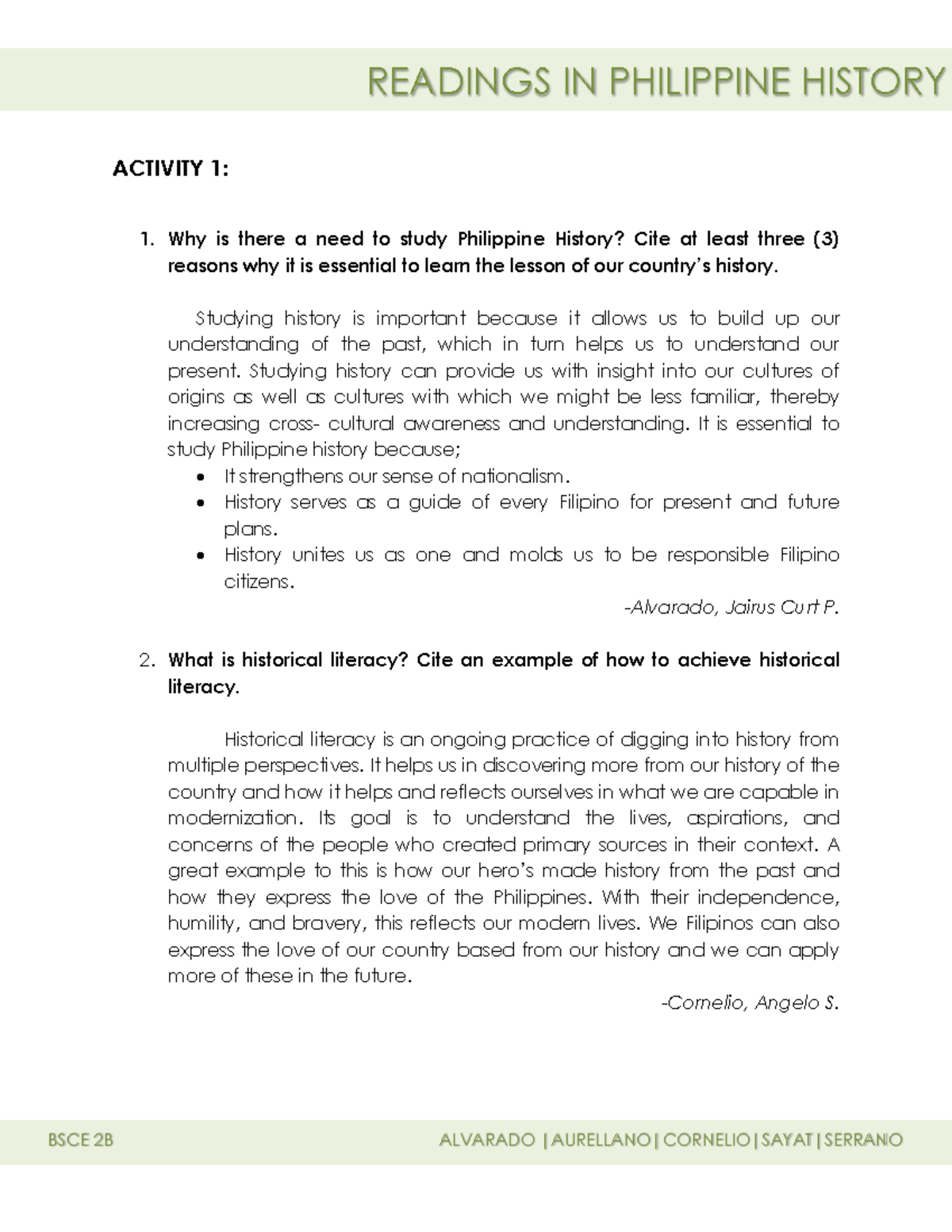Group 3 Activity 1 - Lecture notes 1-12 - READINGS IN PHILIPPINE ...