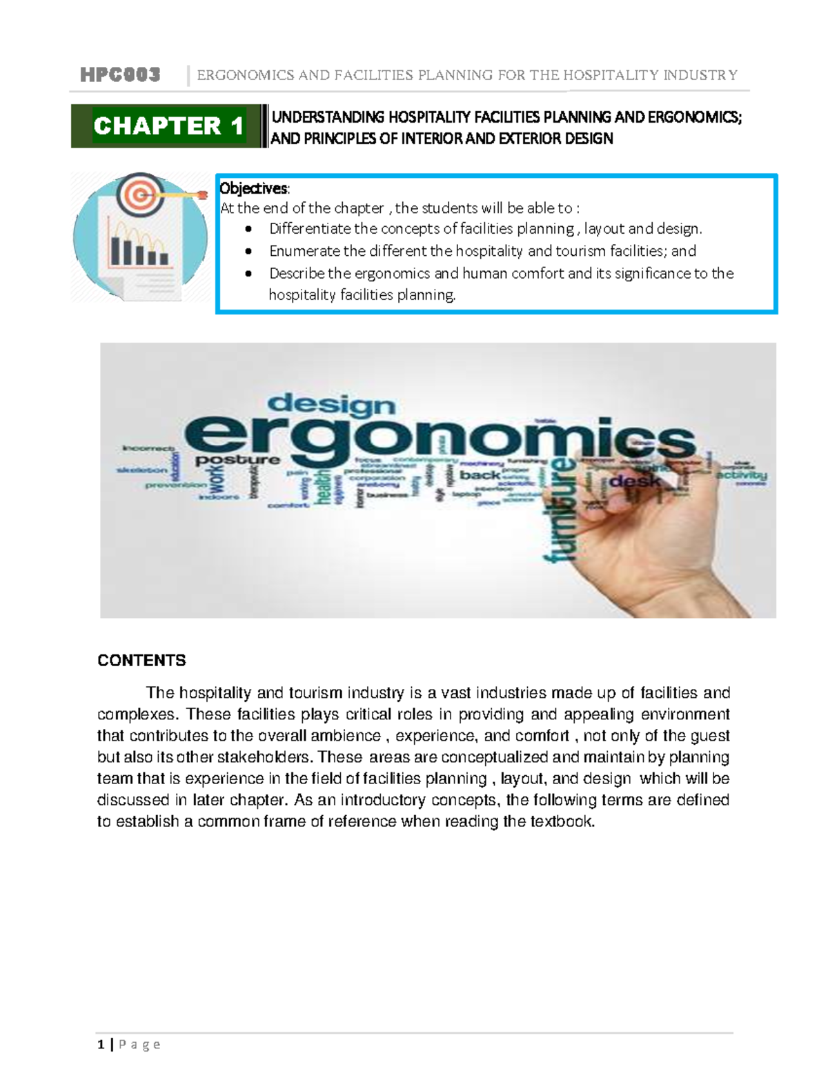 Chapter 1 Understanding Hospitality Facilities Planning AND Ergonomics ...