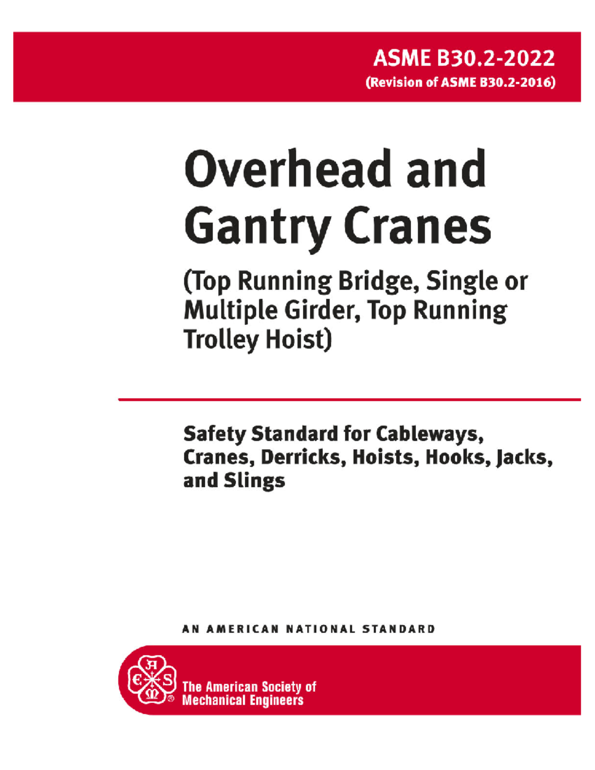 ASME B30 - Norma ASME B30.2 2022 - Mecánica de Maquinarias - Studocu