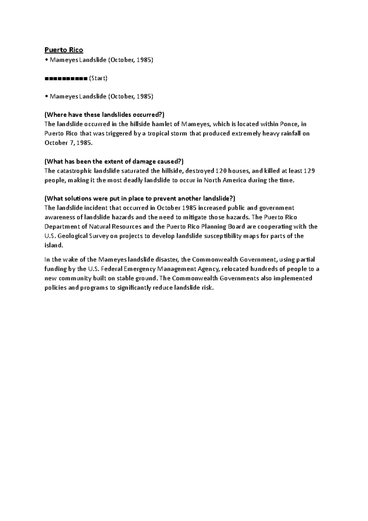 Puerto Rico (Reviewer) - Puerto Rico Mameyes Landslide (October, 1985 ...