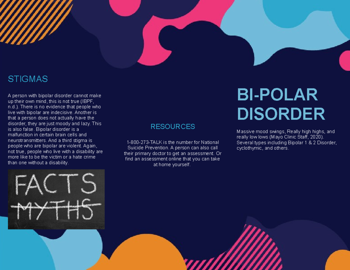 Bi polar brochure - psychology assignment. - STIGMAS A person with ...