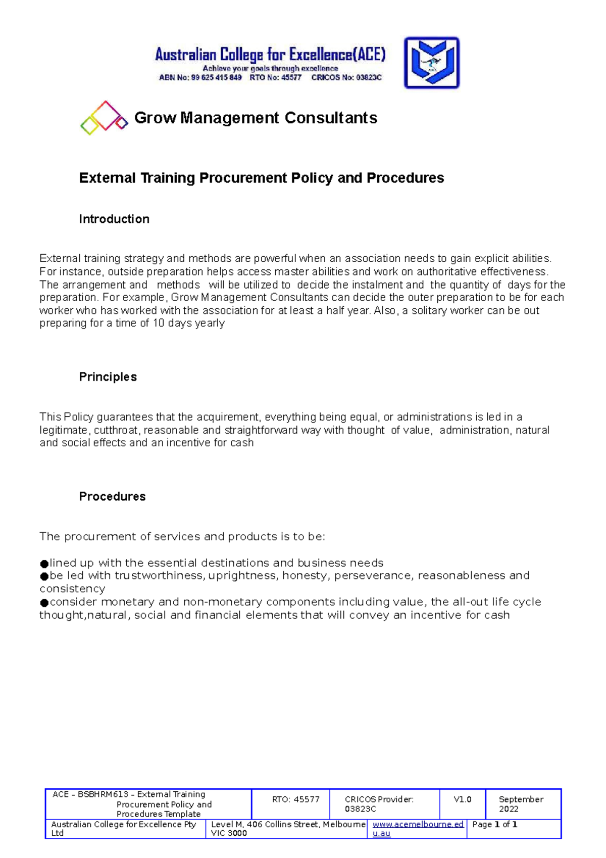 External Training Procurement Policy and Procedures - Grow Management ...