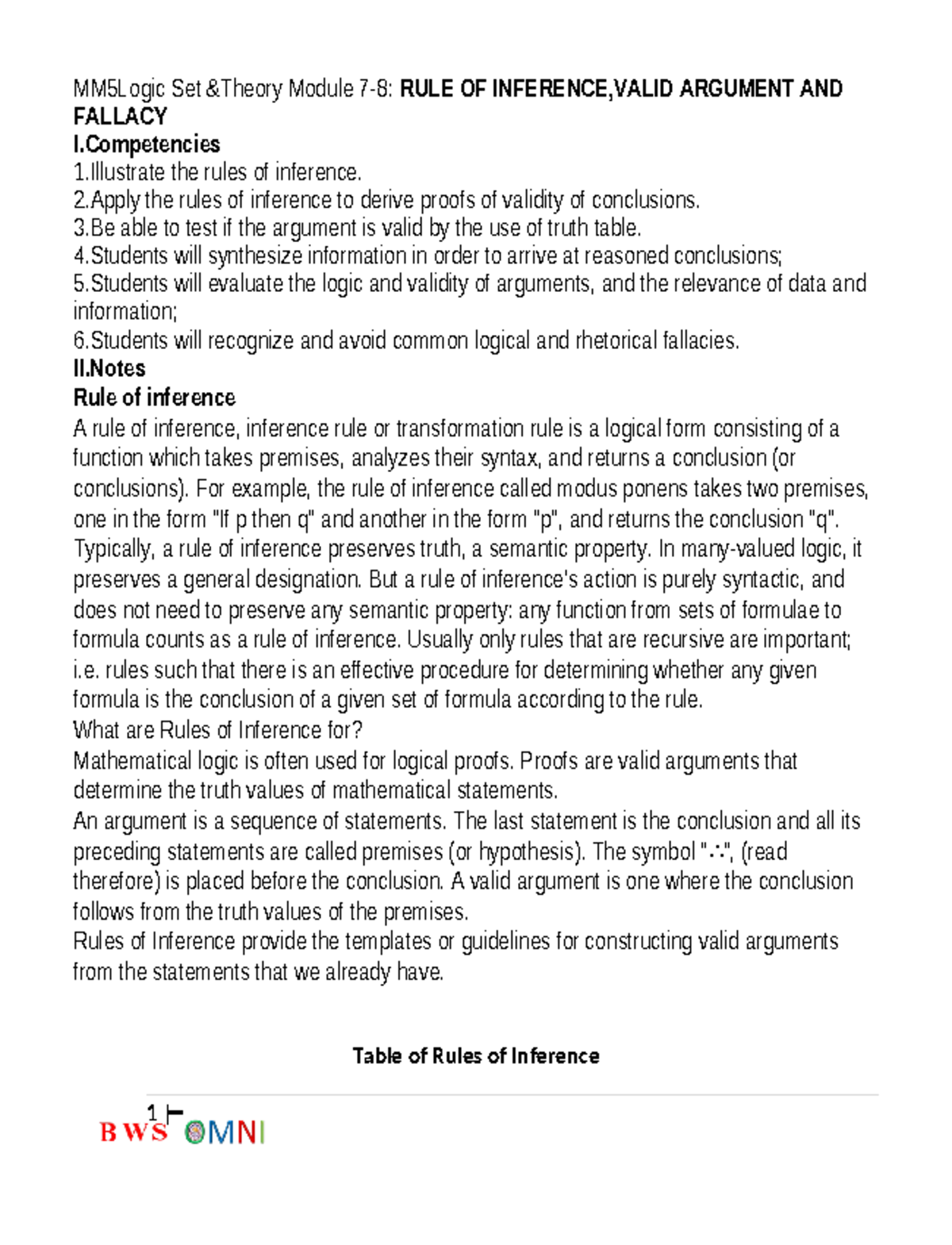 Lesson 78 Logic set and Theory Module 7 8 2 - MM5Logic Set &Theory ...