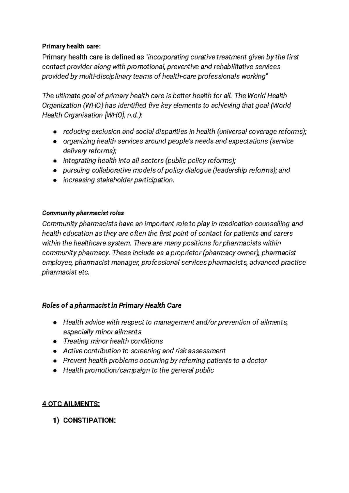 9- Community note - **Primary health care: ** Primary health care is ...