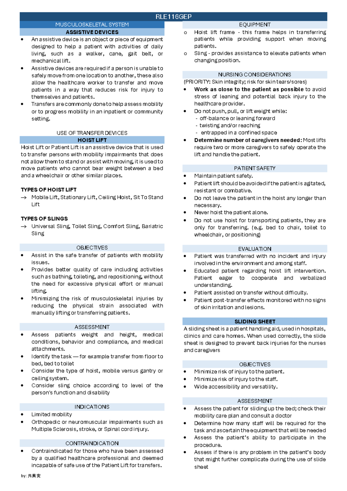 RLE116GEP - MSK - REVIEWER - MUSCULOSKELETAL SYSTEM ASSISTIVE DEVICES ...
