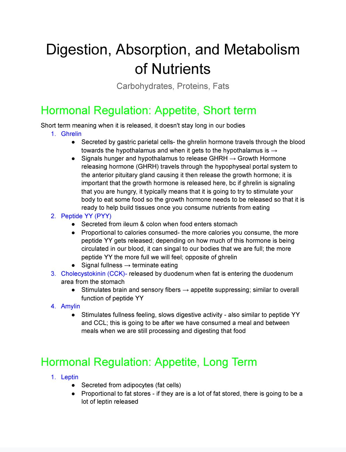 Digestive system 2 - Digestion, Absorption, and Metabolism of Nutrients ...