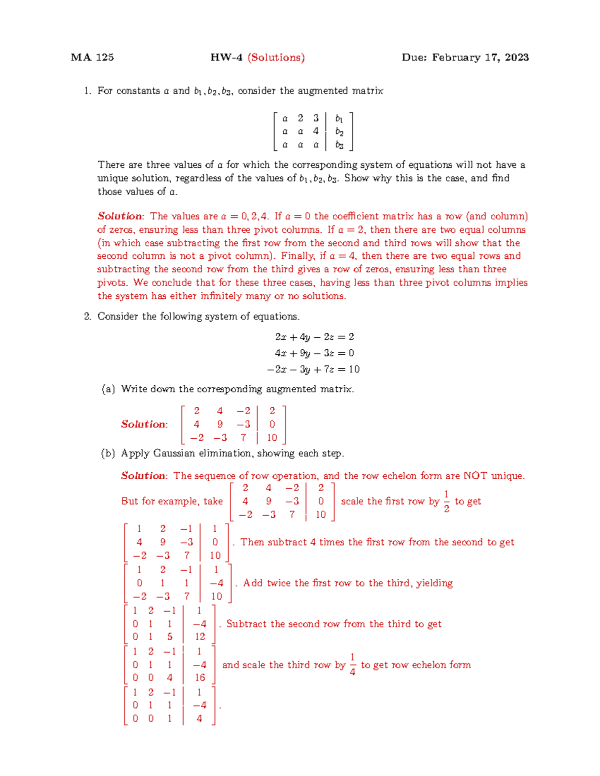 Ma125 23S1 HW4 sol - Professor: Denis Serbin - MA 125 HW-4 (Solutions ...
