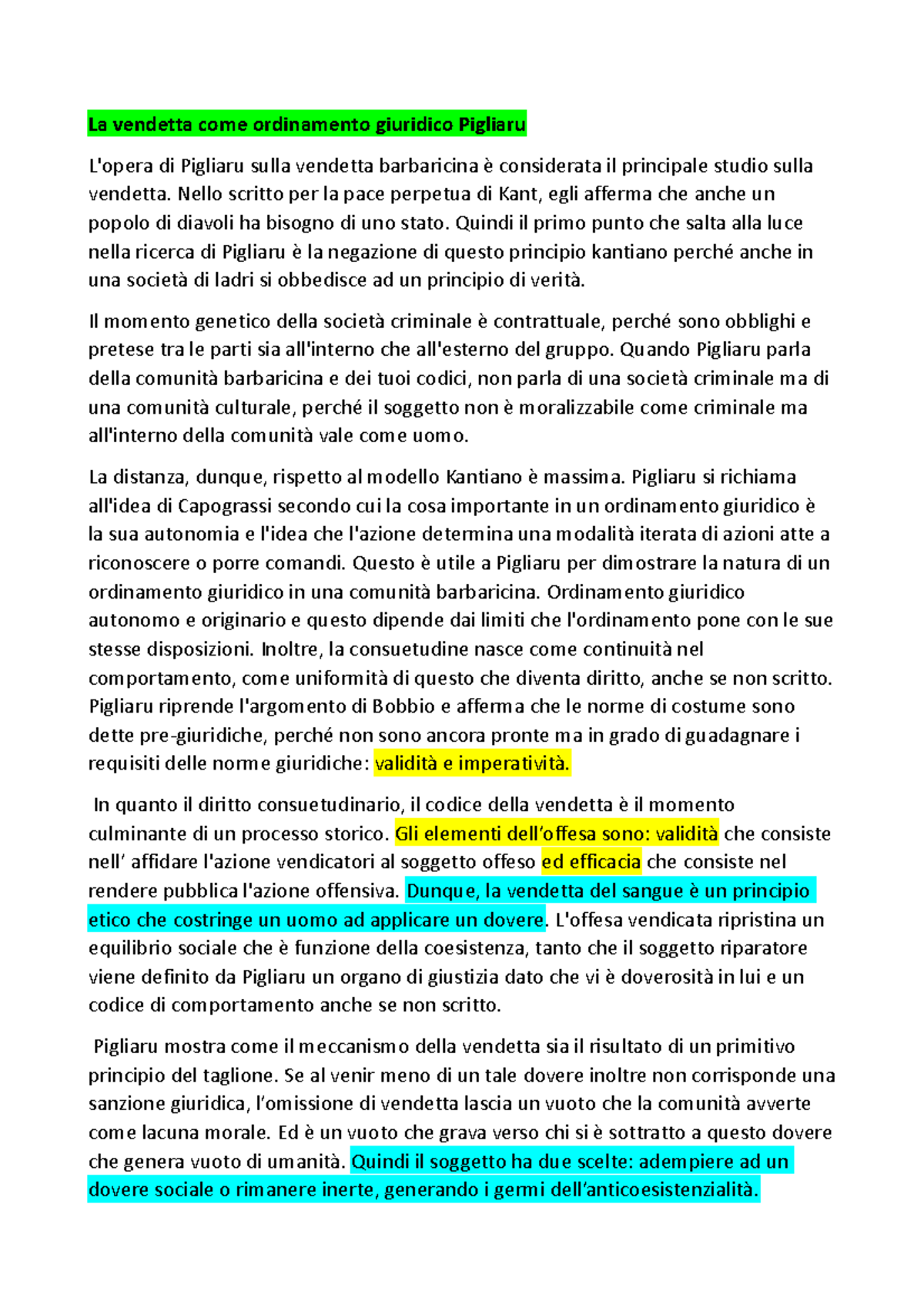 Potere della vendetta - riassunto - La vendetta come ordinamento ...
