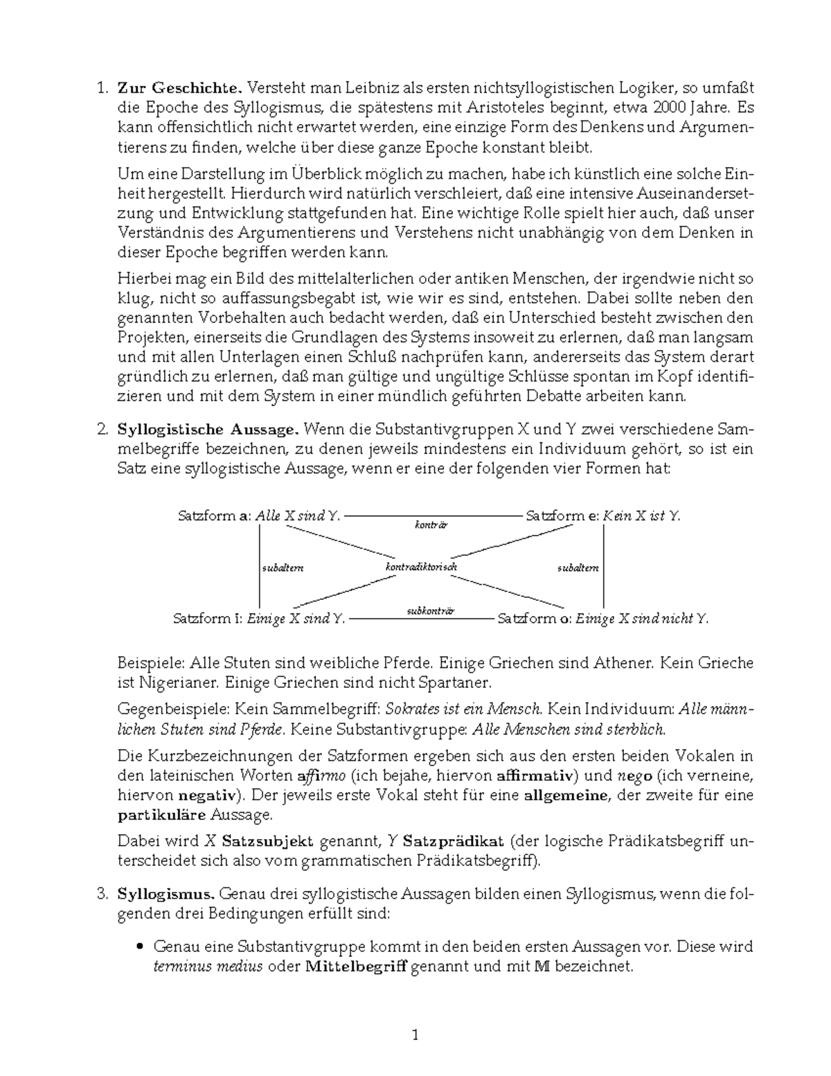 Arbeitsblatt-syllogistik - 1. Zur Geschichte. Versteht man Leibniz als ...