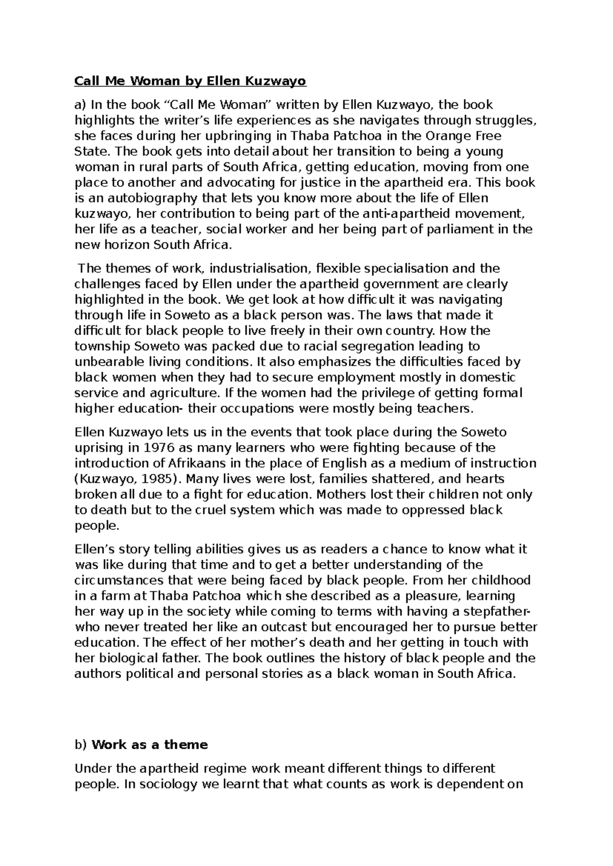 Book Reflection Assignment Call me woman - Call Me Woman by Ellen ...