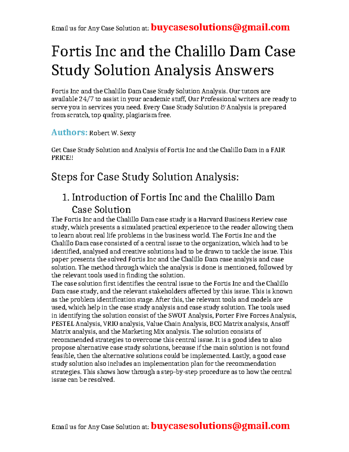 Case Solution Fortis Inc and the Chalillo Dam - Fortis Inc and the ...