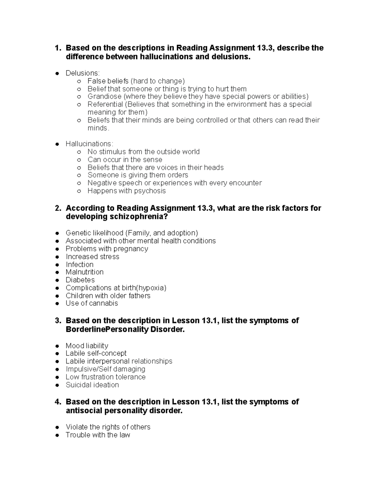 Assignment 13 - 1. Based on the descriptions in Reading Assignment 13, describe the difference ...