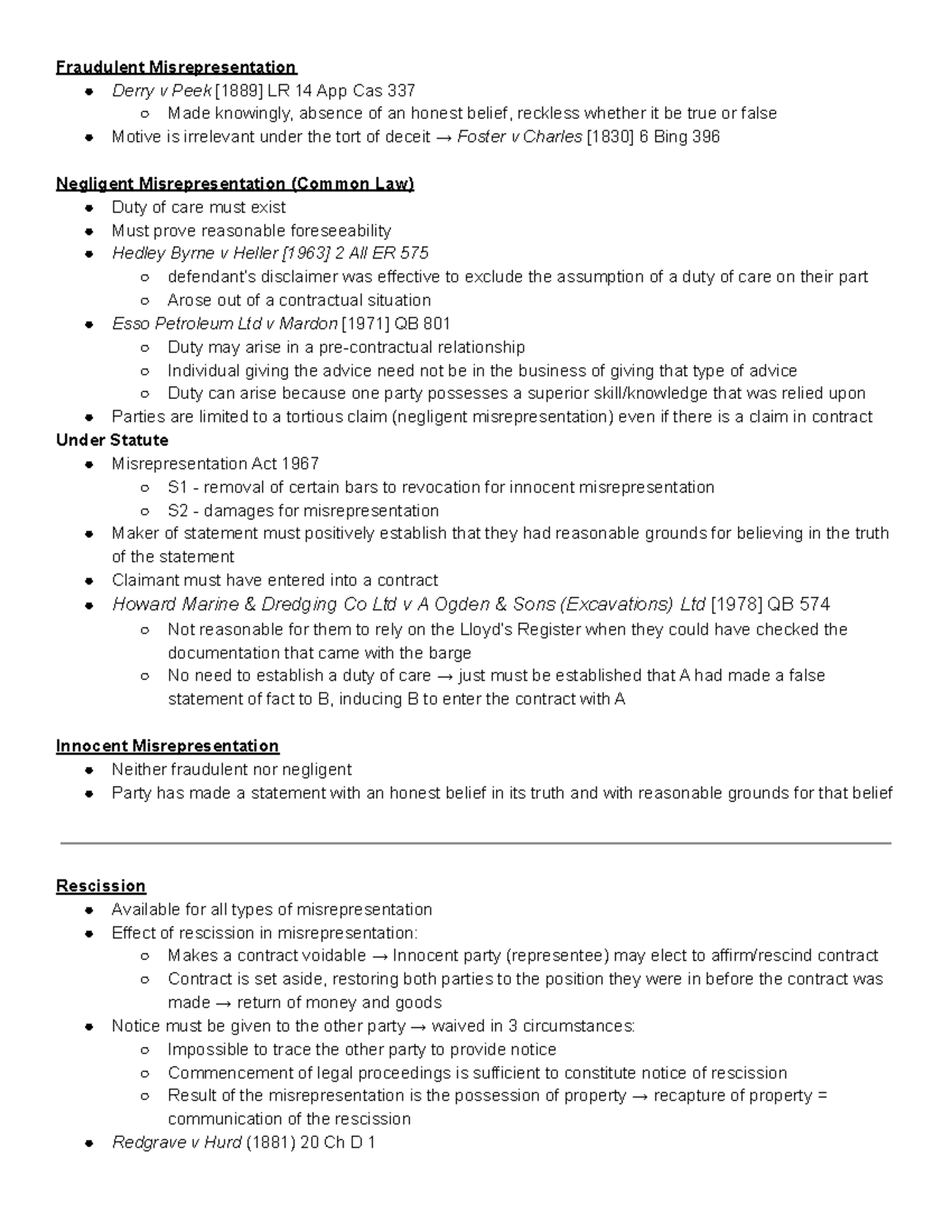 13 Types of Misrepresentation Remedies - Fraudulent Misrepresentation ...