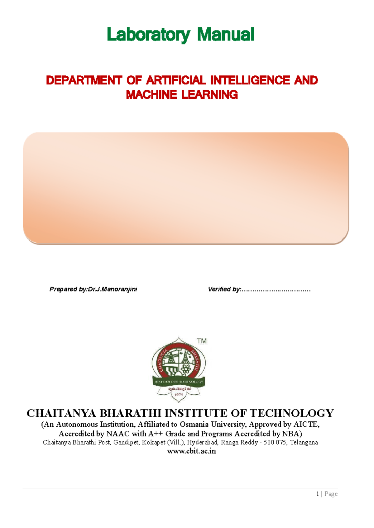 Intro to ML lab manual - good onee - Laboratory Manual DEPARTMENT OF ...
