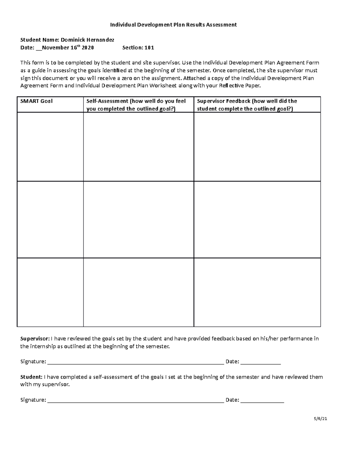 IDP Results Assessment - Individual Development Plan Results Assessment ...