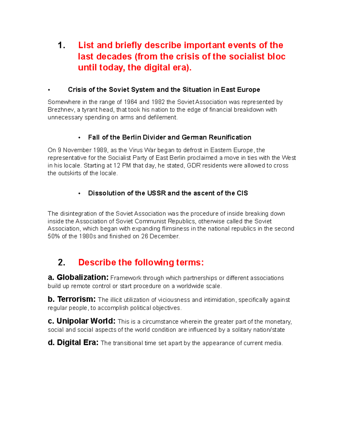 Evidence Contemporary WRLD - contemporary world - TecMilenio - Studocu