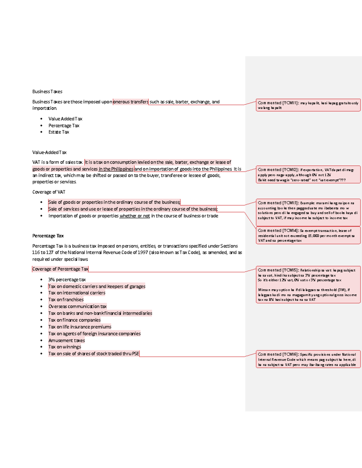 Percentage Taxes - Business Taxes Business Taxes are those imposed upon ...