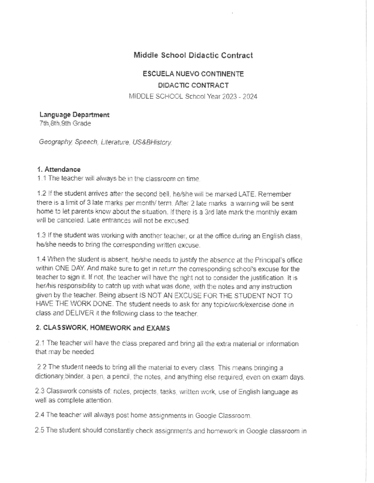 Didactic Contract Middle School - Middle School Didactic Contract ...