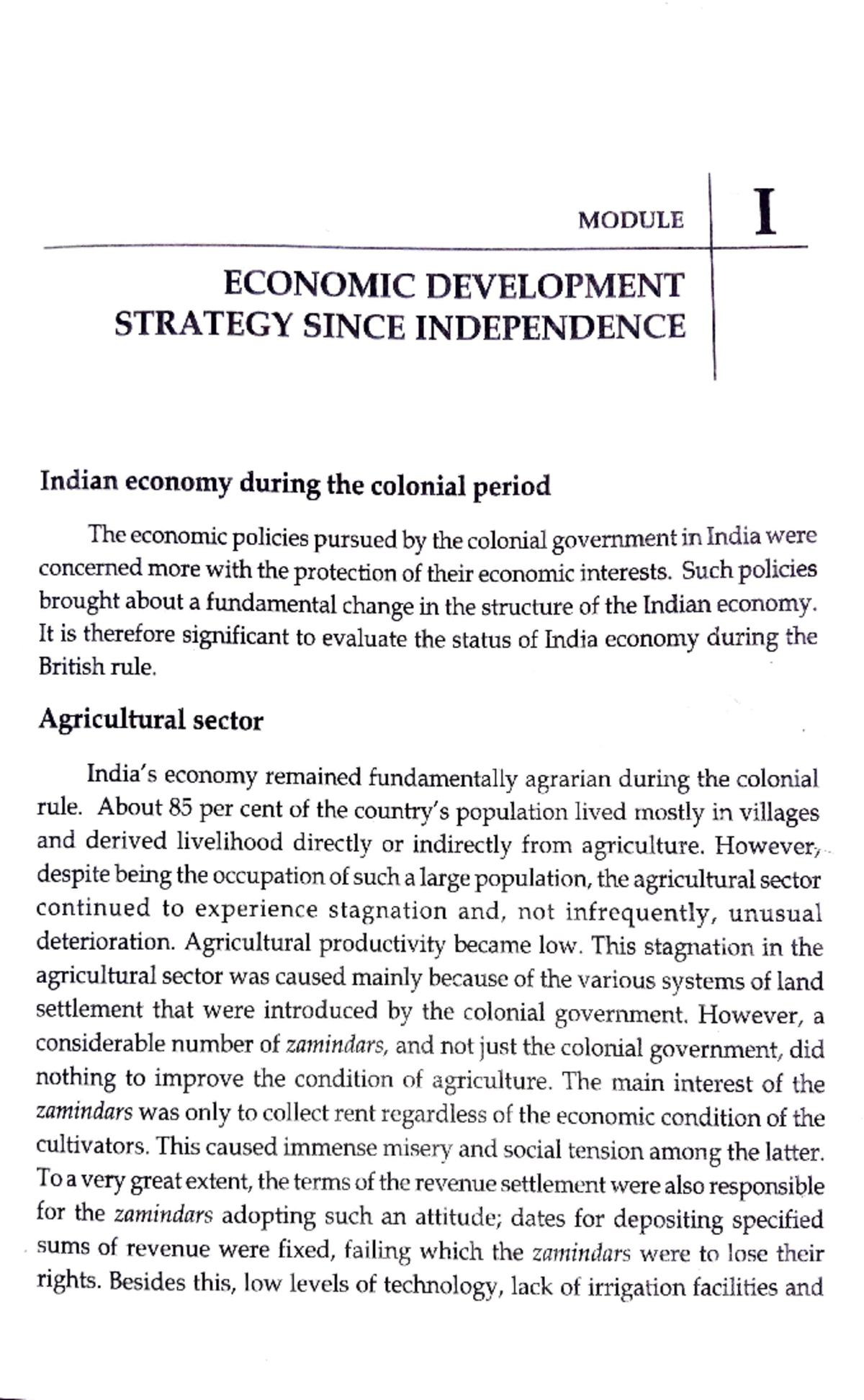 Economics lecture notes - MODULE I ECONOMIC DEVELOPMENT STRATEGY SINCE ...