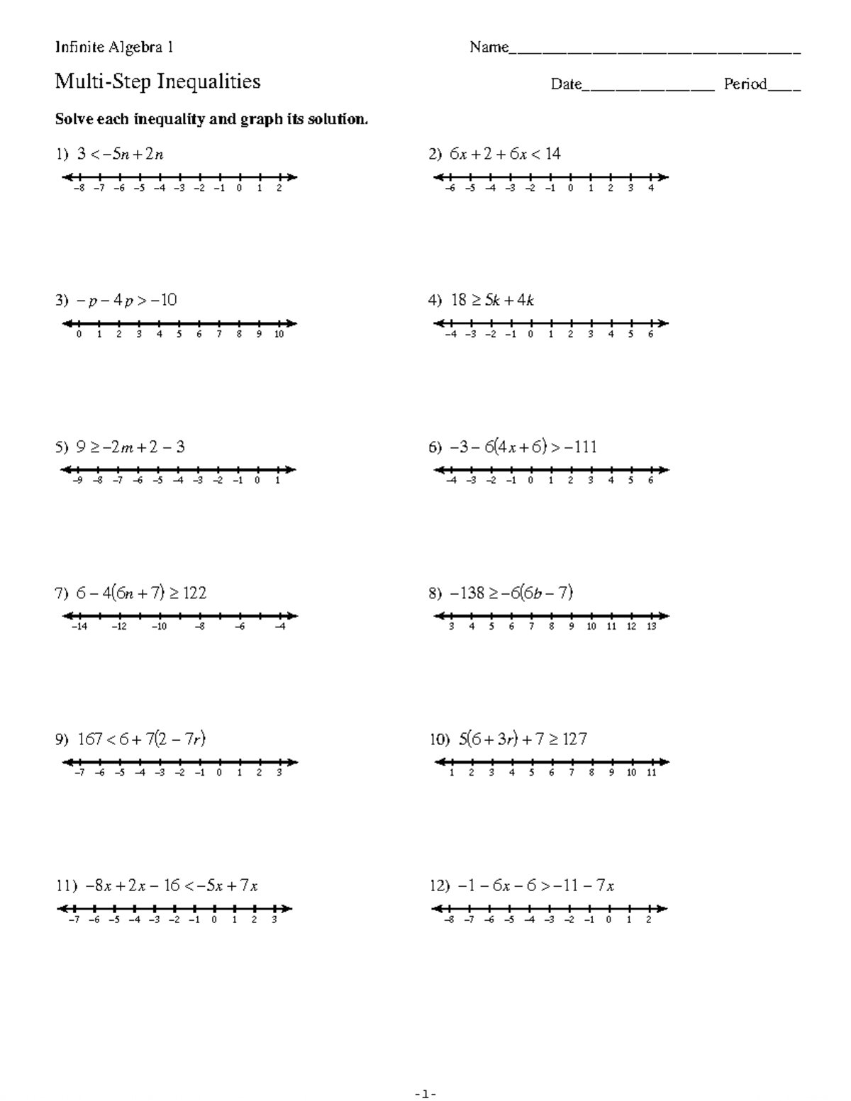 Multi-Step Inequalities completed - ©f 12 i 0 X 1 J 2 S zK 9 uOtiax rS ...