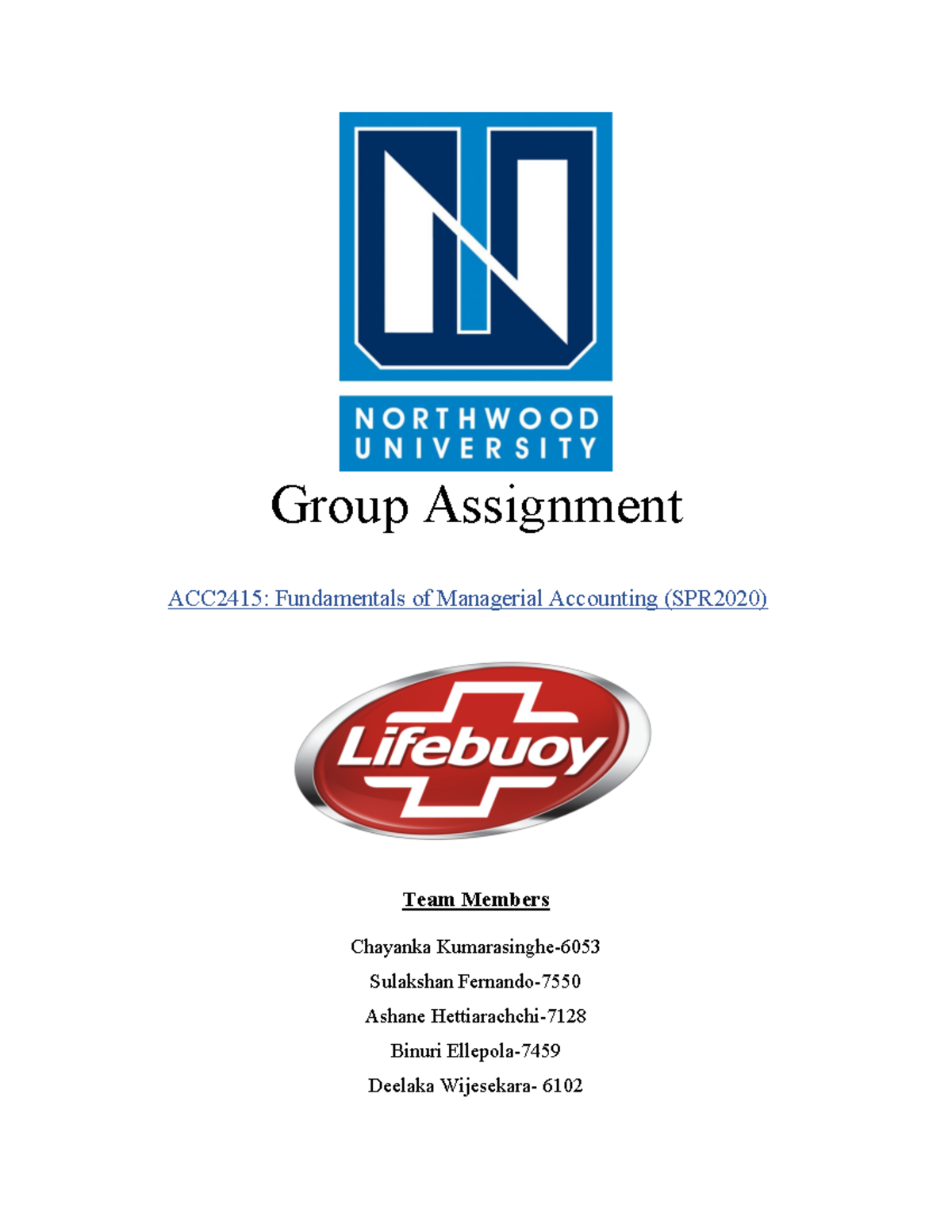 Group Assignment ACC - Group Assignment ACC2415: Fundamentals of ...