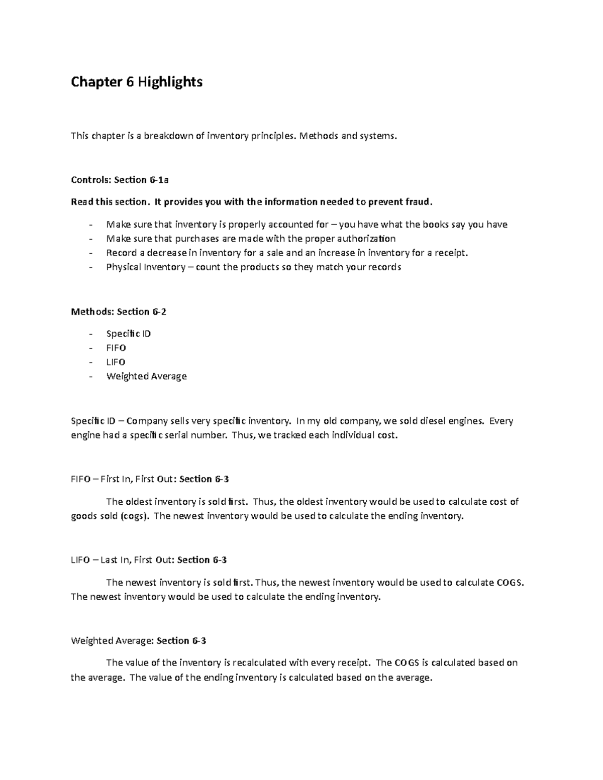 Chapter 6 Highlights Revised - Chapter 6 Highlights This chapter is a ...