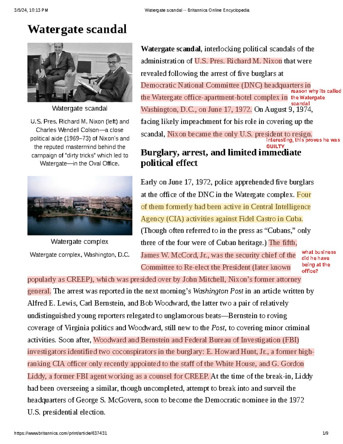 Watergate scandal - Britannica Online Encyclopedia - Watergate scandal ...