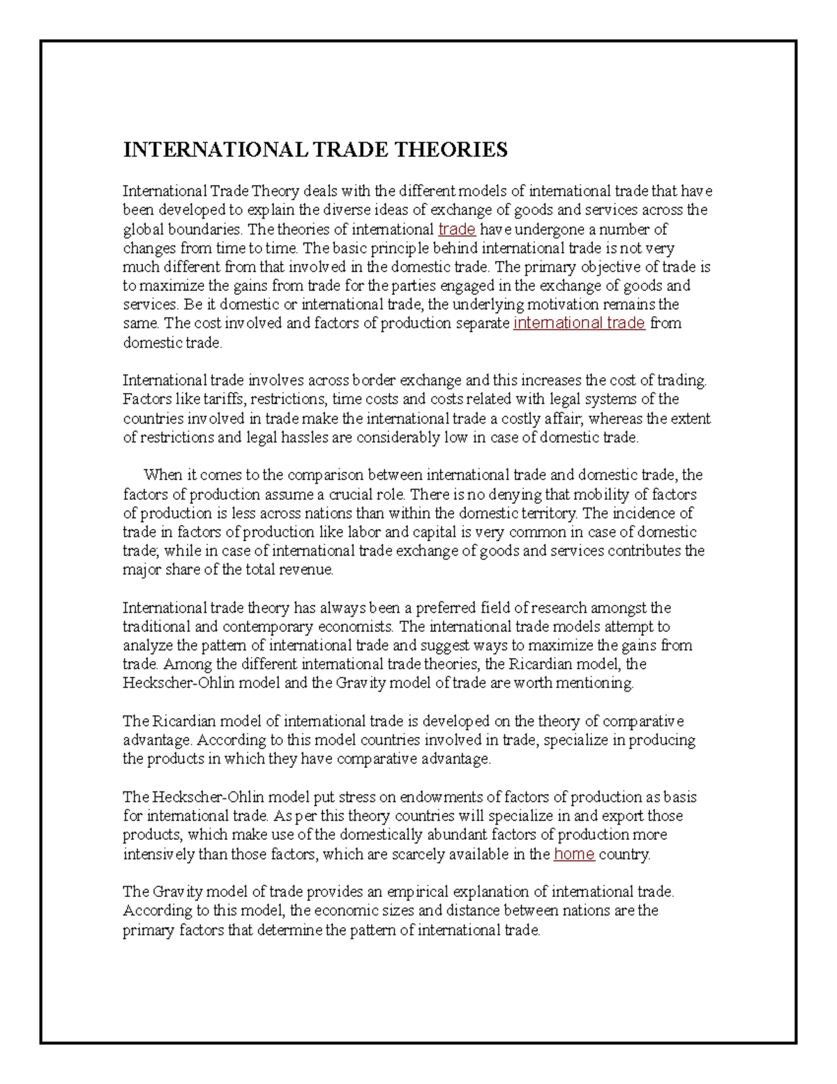 35678802 International Trade Theories - INTERNATIONAL TRADE THEORIES ...