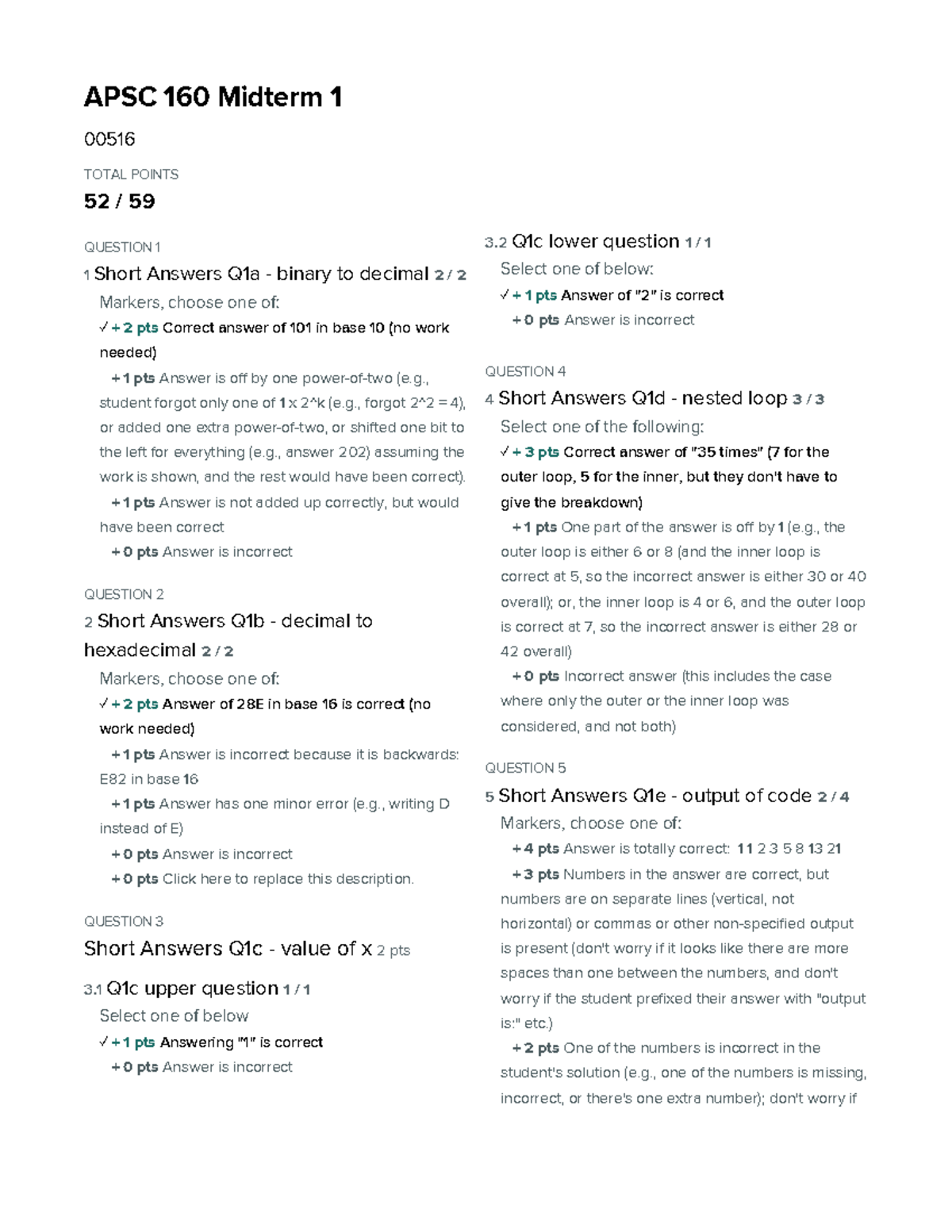 APSC160-2019 midterm practice with solution - APSC 160 Midterm 1 00516 ...