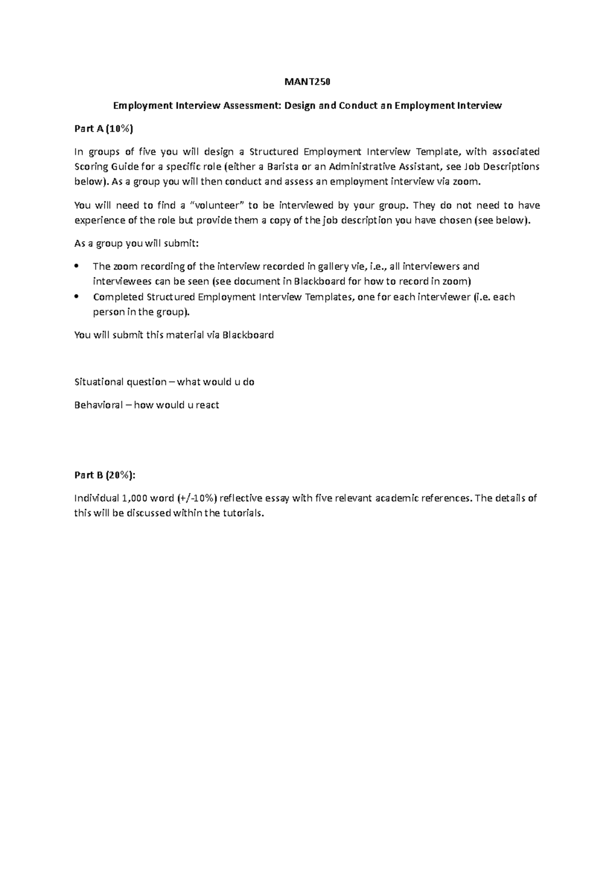 2023 Employment Interview Brief - MANT Employment Interview Assessment ...