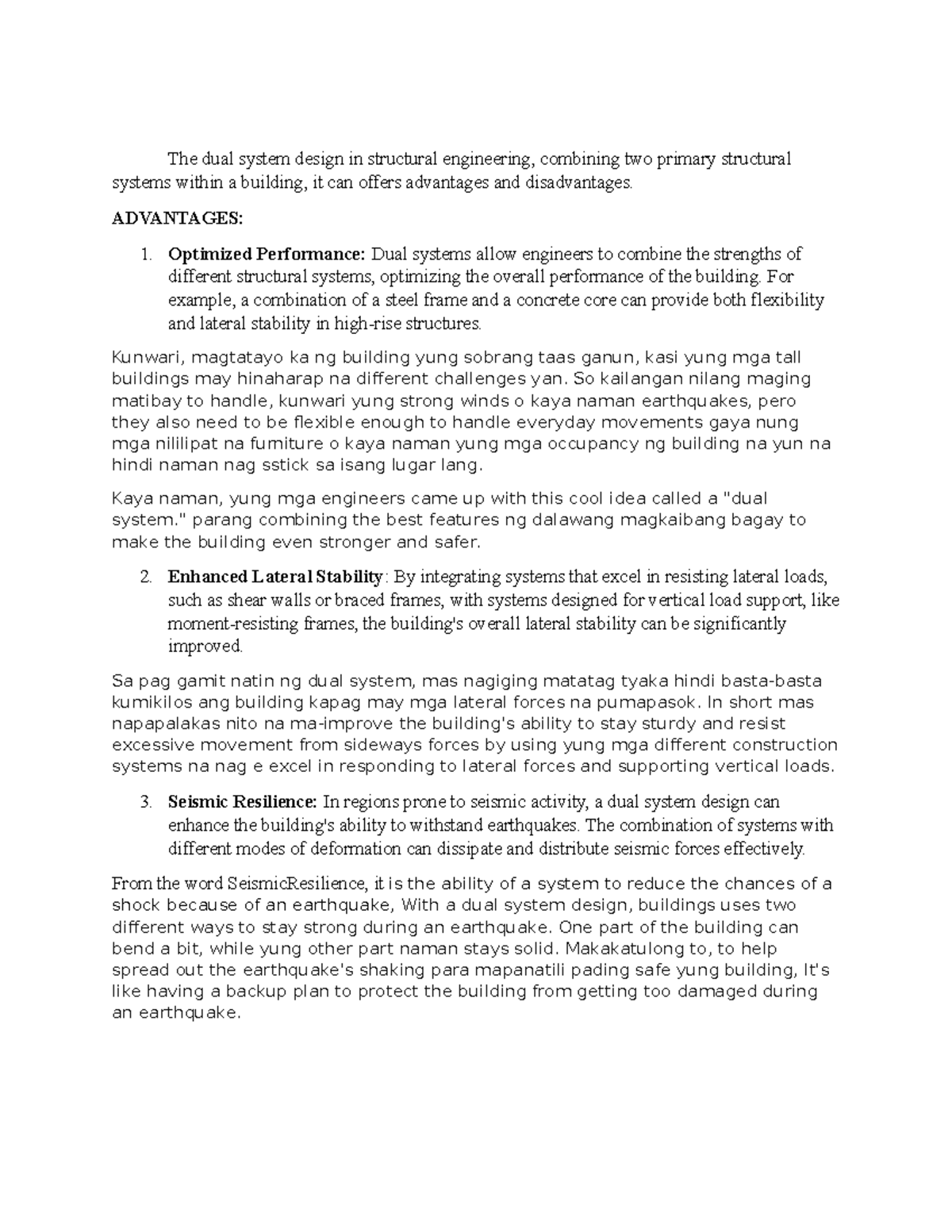 Advantages - The dual system design in structural engineering ...