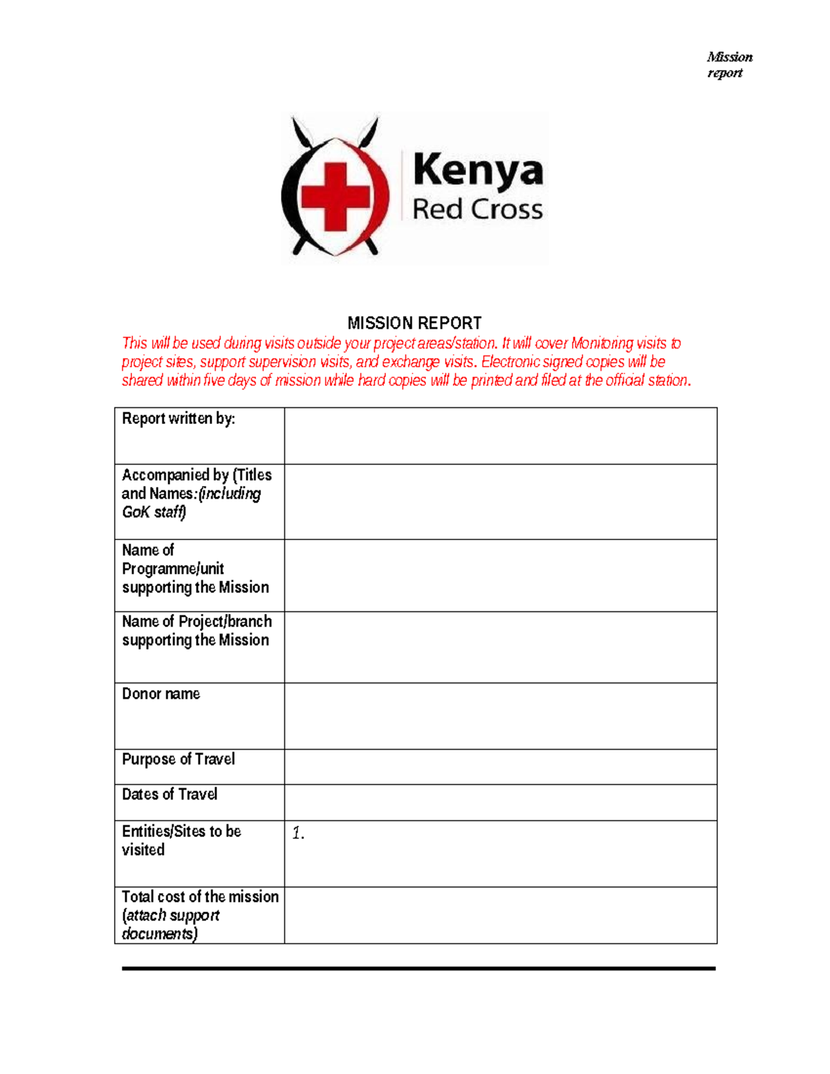 Mission Report Template 2023 - Mission report MISSION REPORT This will ...