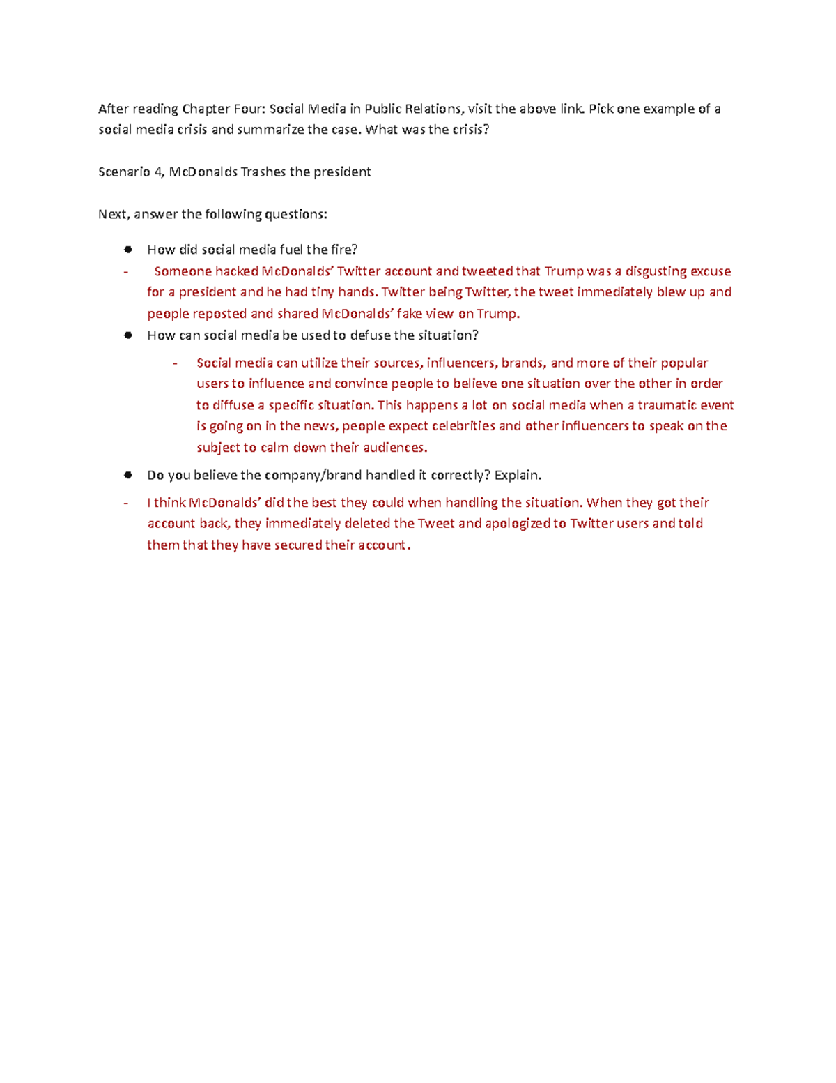 Friday Module 11 - weekly assignment - After reading Chapter Four ...