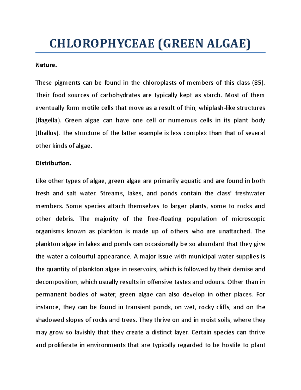 Chlorophyceae ( Green Algae) - CHLOROPHYCEAE (GREEN ALGAE) Nature ...