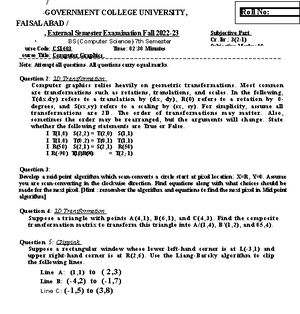 Abdullah CG outline short notes - Introduction to Computer Graphics? It ...