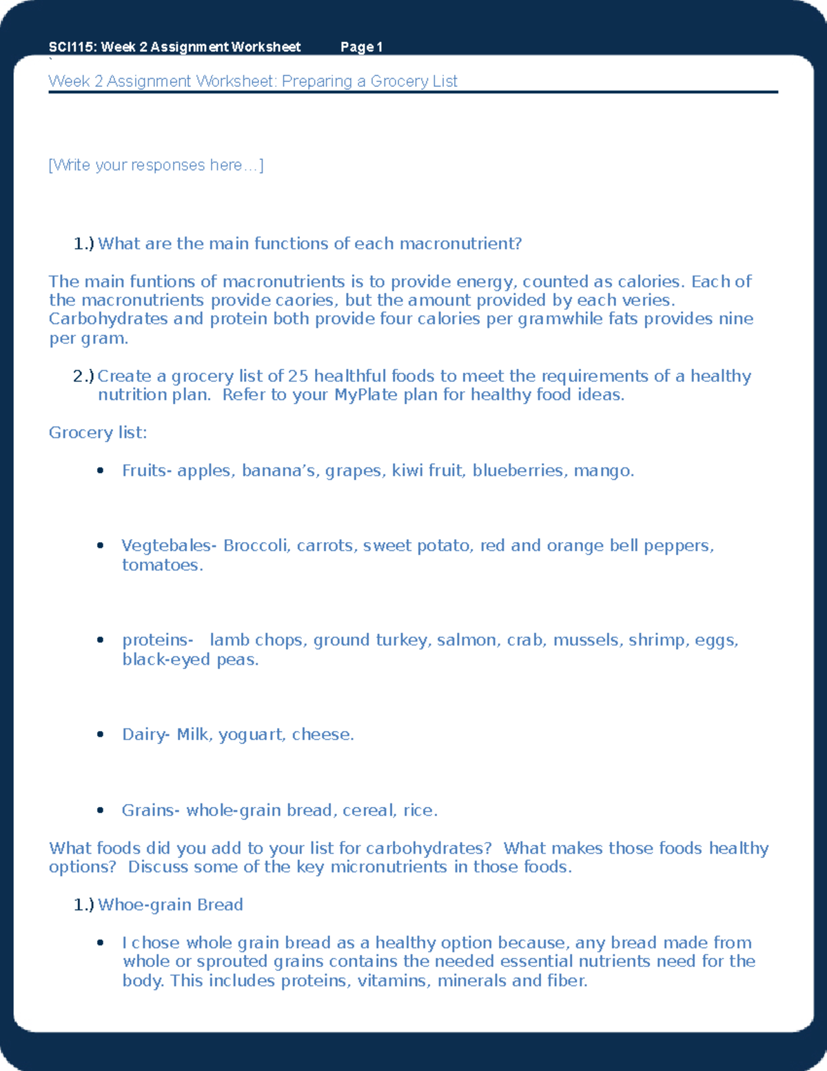 SCI115 wk2 assn mdudley 04232023 - ` Week 2 Assignment Worksheet ...