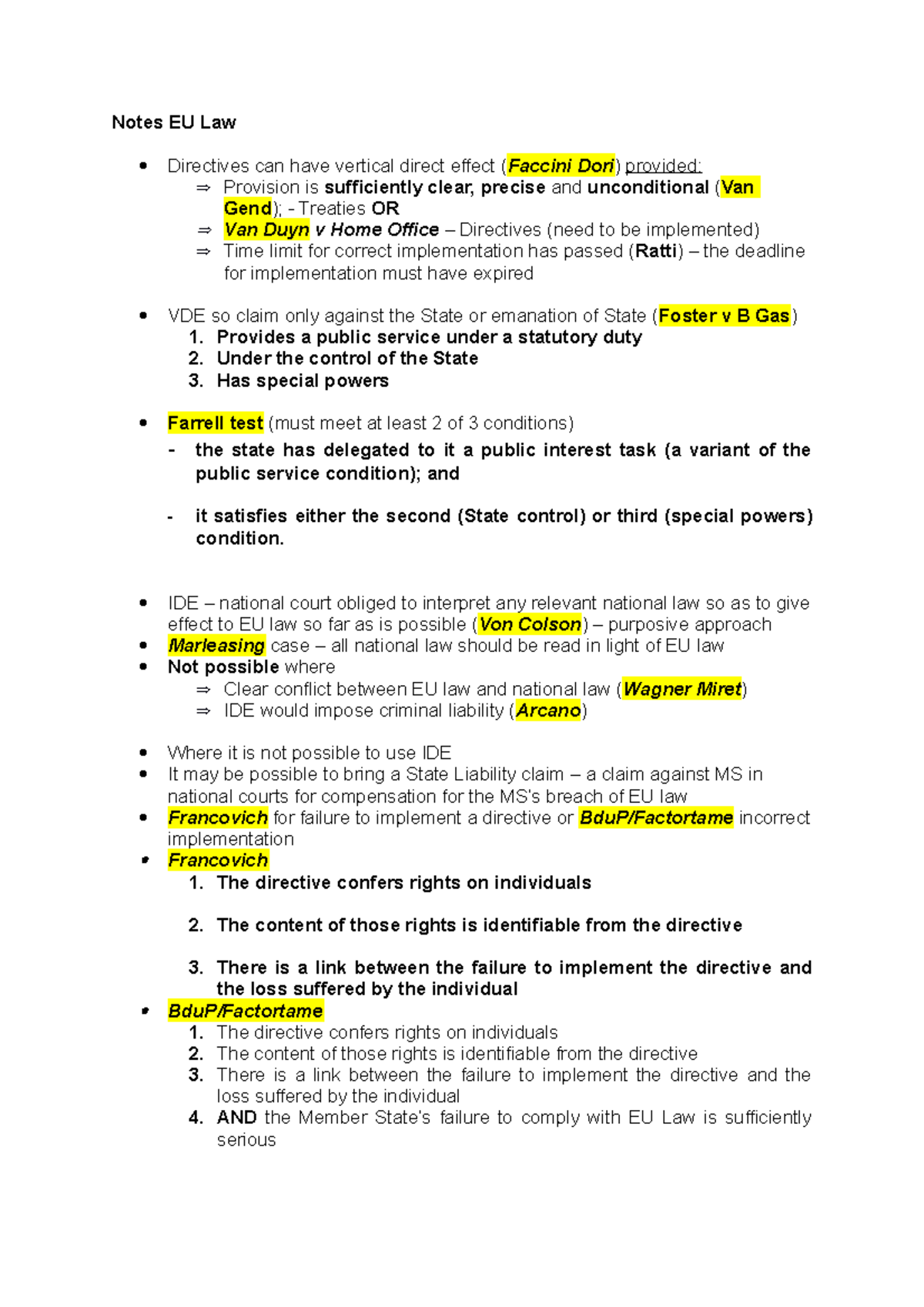 Revision Notes EU Law - UJUUKS-30-3 - UWE - Studocu