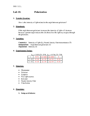 PHY 112 Lab 13 - phy lab 13 - Lab 13: Radioactive Decay 1. Testable ...