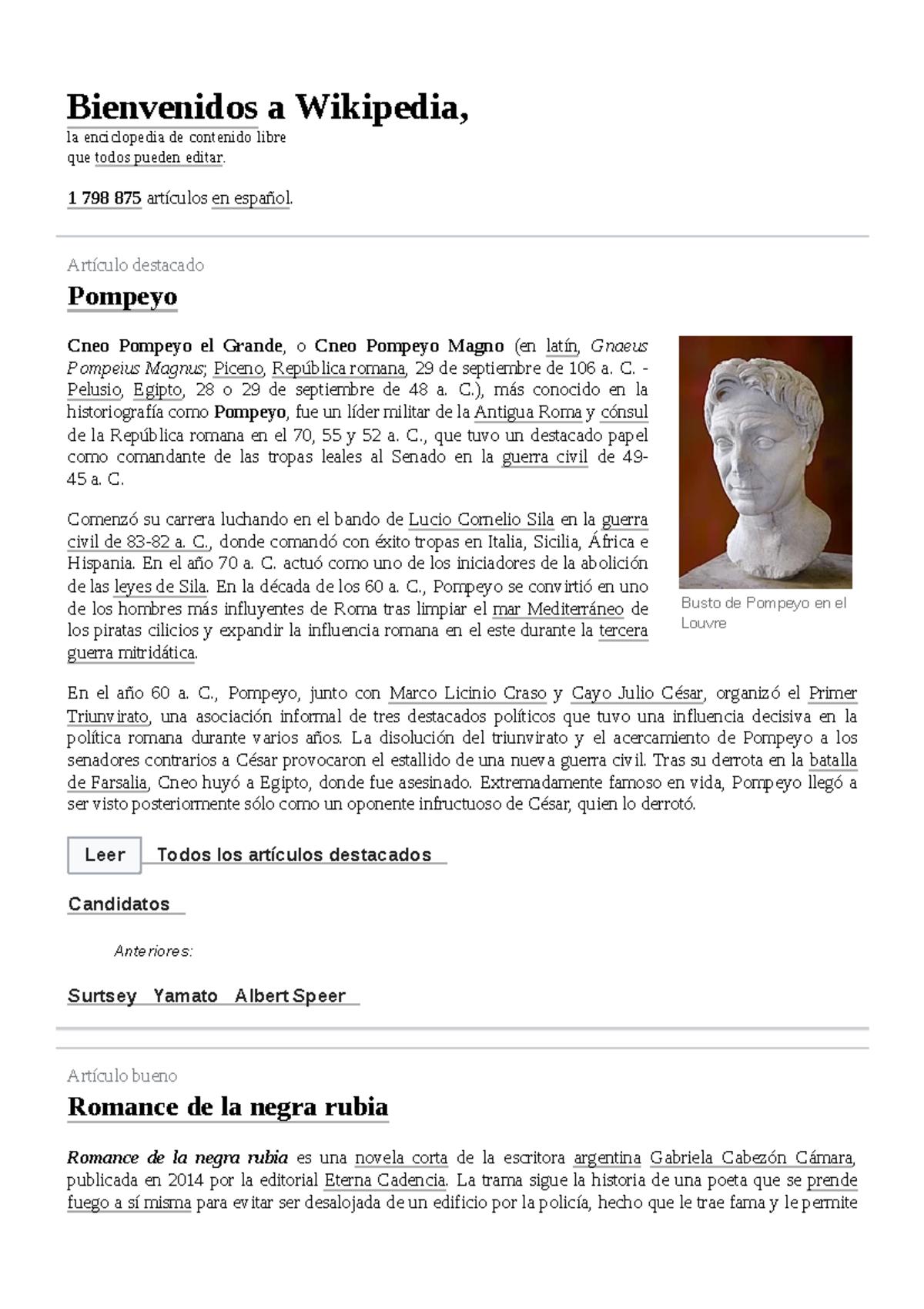 Wikipedia Portada - wiki - Busto de Pompeyo en el Louvre Bienvenidos a ...