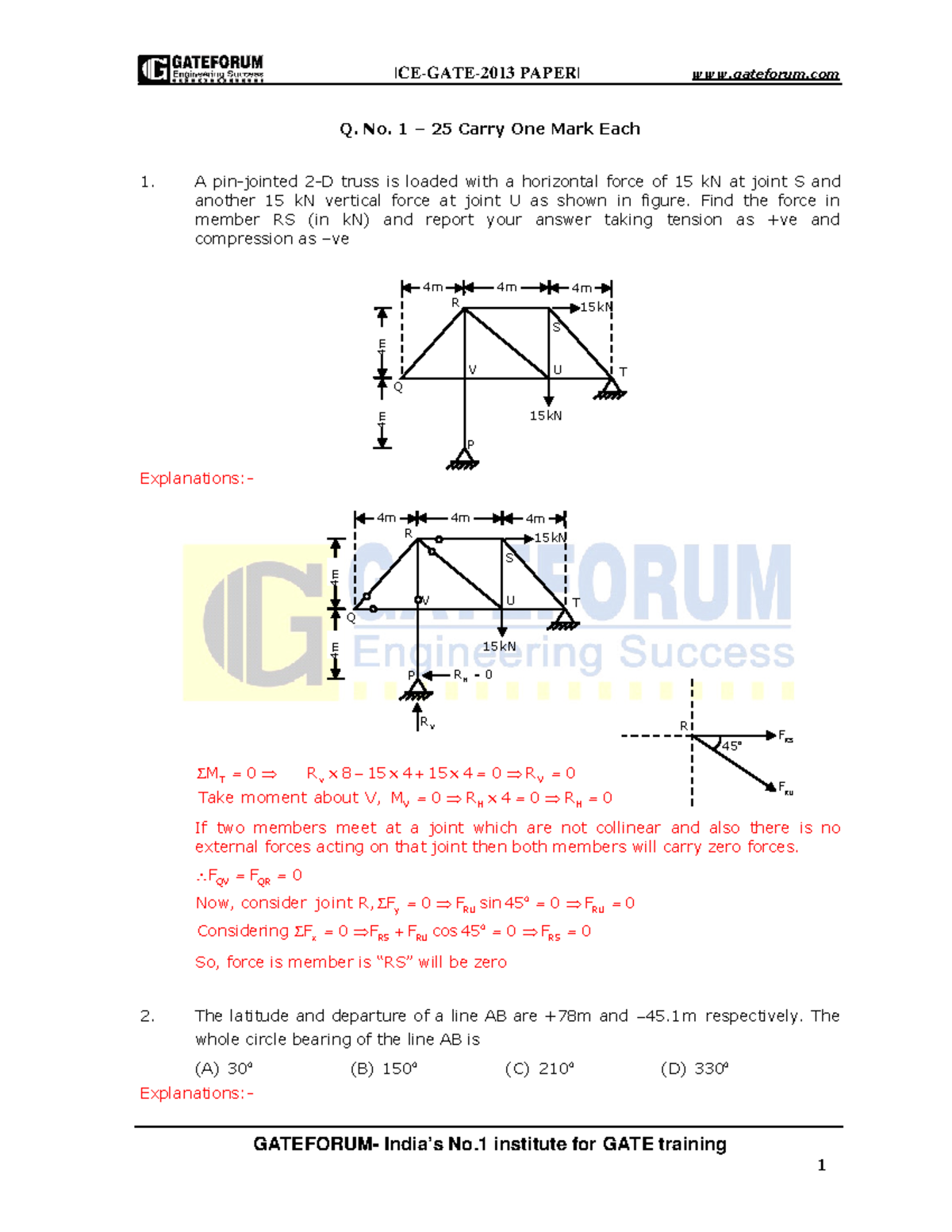 2013 q1 - gate 2023 qp - ####### GATEFORUM- India’s No institute for ...