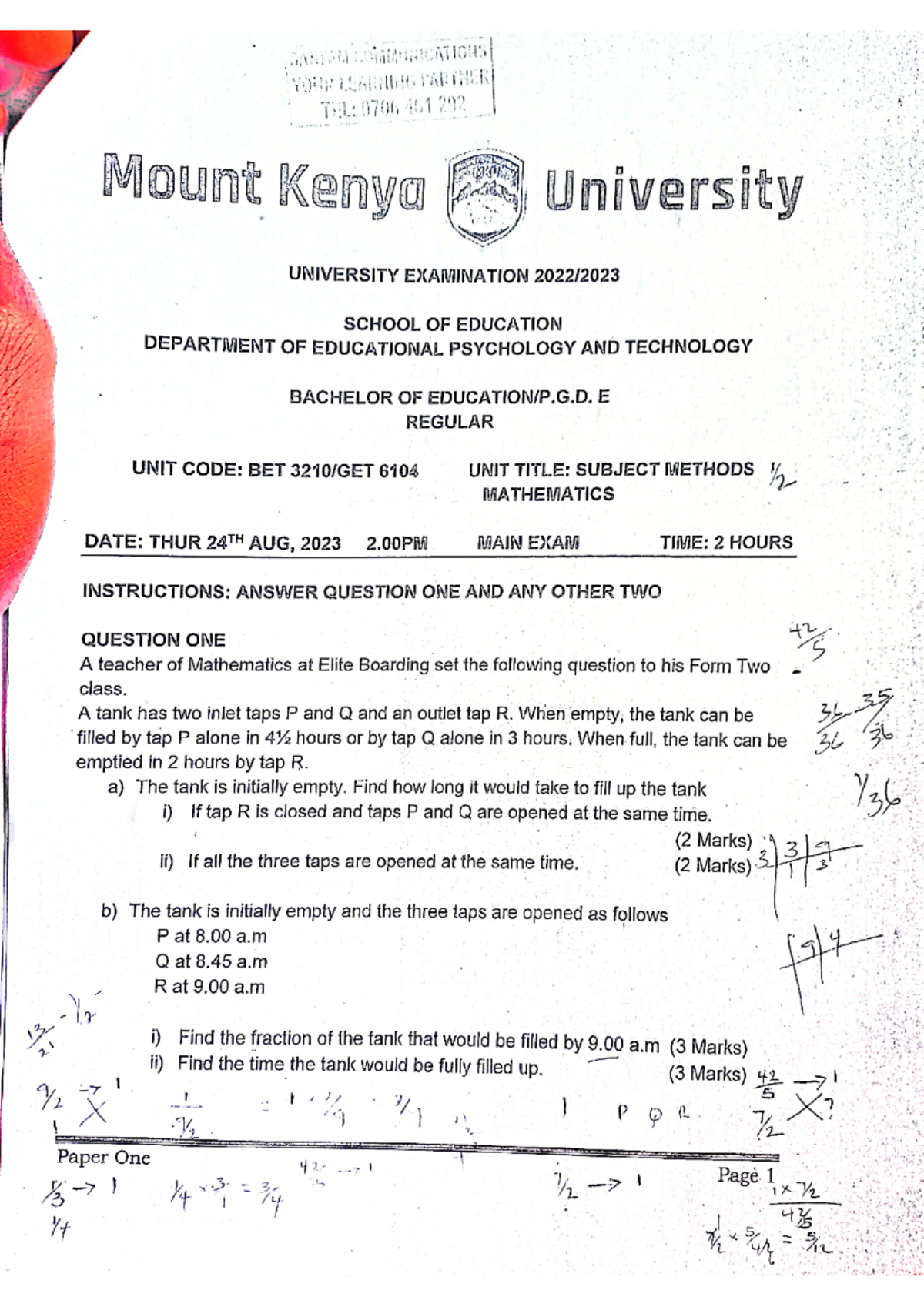 DOC-20231209-WA0000 - MKU SUBJECT METHODS MATHS PAST PAPERS - subject ...