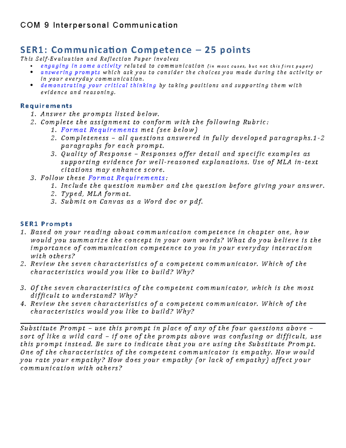 SER 1 Communication Competence - d e m o n s t r a t i n g y o u r c r ...