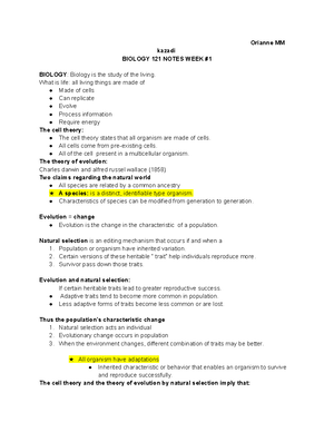 Biology 121 notes 9 23-9 27 2019 - Biology 121 notes 9/23-9/27/ Energy ...