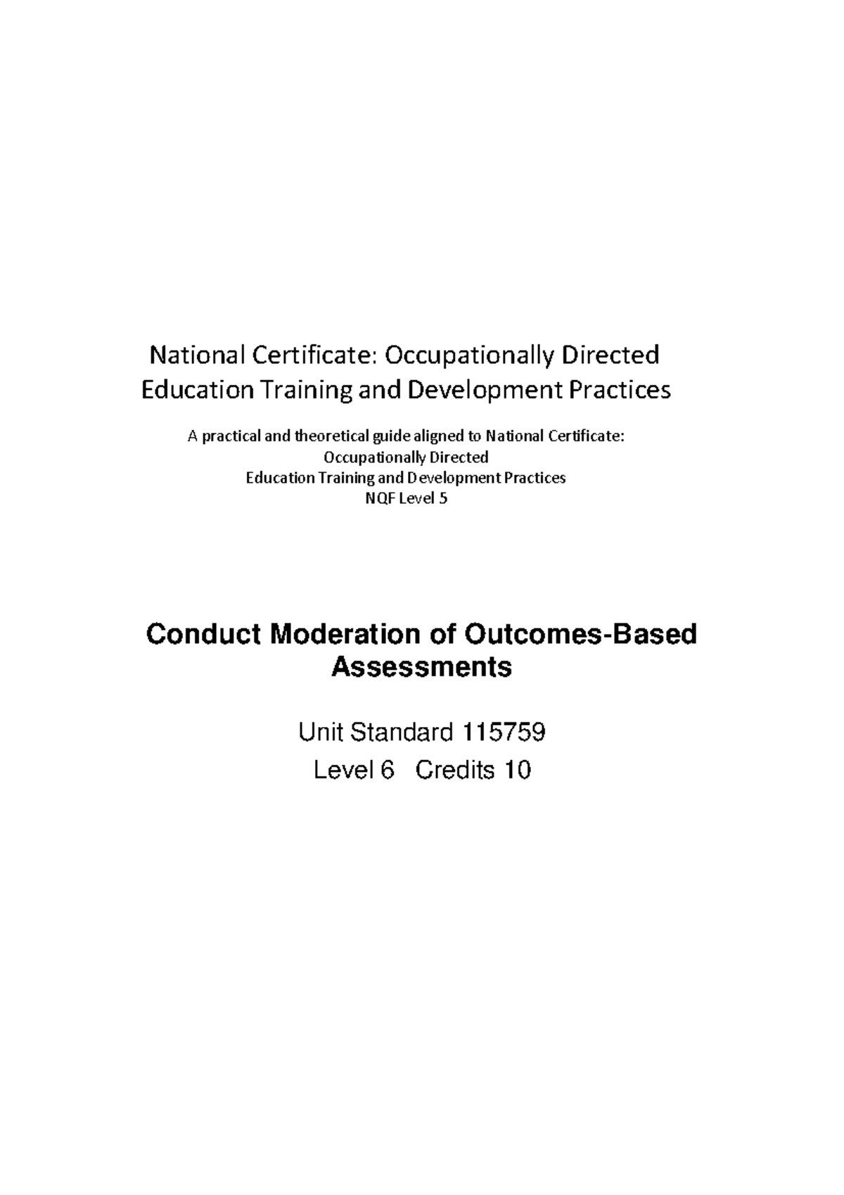 Learner Guide - Moderators course - National Certificate ...