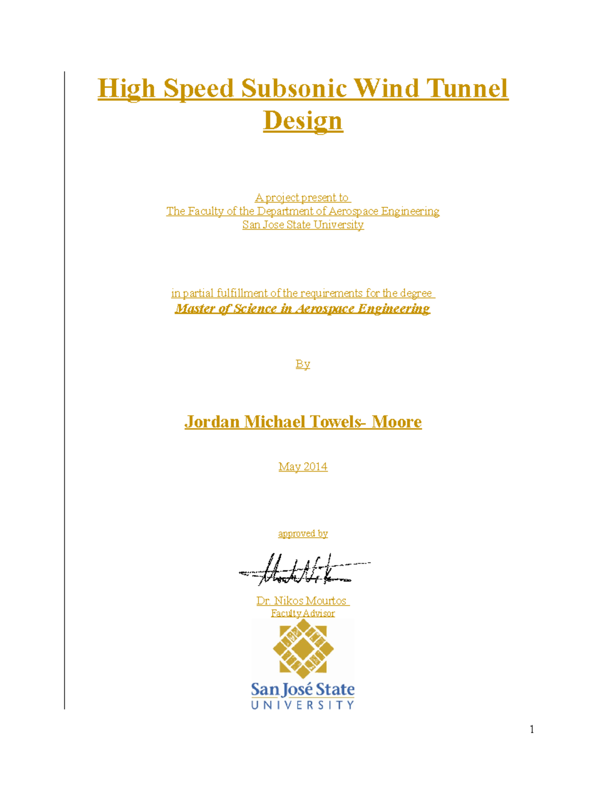 Subsonic - Nikos Mourtos Faculty Advisor HIGH SPEED SUBSONIC WIND ...