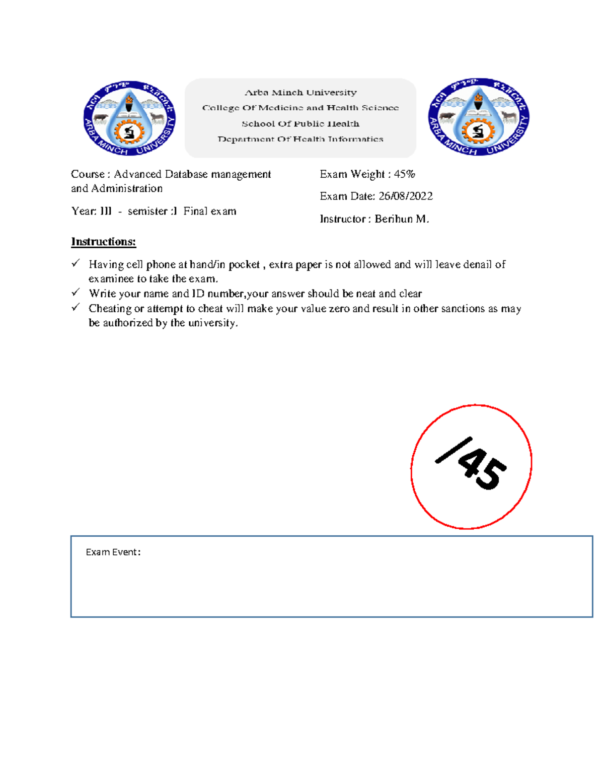 Adbms Course Advanced Data Base Course Advanced Database 0811